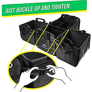DURABLEZ 4 Compartment Separable Collapsible Car Trunk Storage Organizer for SUV Minivan Truck Sedan - XXL, Black