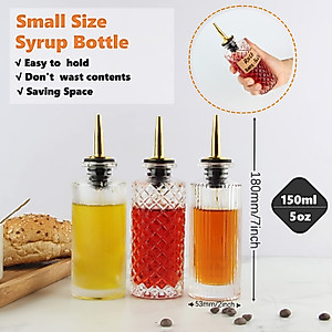 Syrup Dispenser Bottles Set 3 Packs 5 OZ Simple Small Syrup Bottles Set with Upgrade Metal Pour Spout SC057 (3 Pack)
