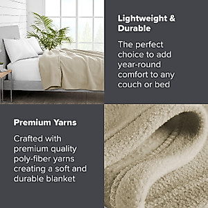 Bare Home Polar Fleece Blanket - Full/Queen Blanket - Oyster - Warm & Cozy - Premium Fleece Blanket - Blanket for Bed, Sofa, Camping, Travel and Cold Nights - Lightweight Blanket (Full/Queen, Oyster)