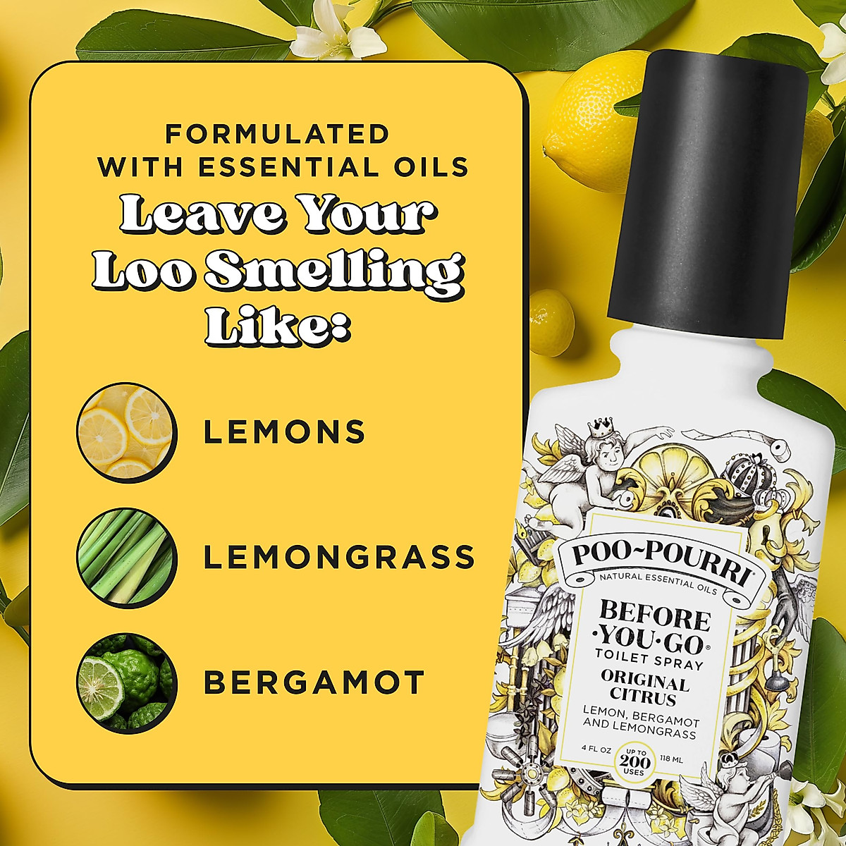 Poo-Pourri Before-You- go Toilet Spray, 4 Fl Oz (Pack of 1), Original Citrus