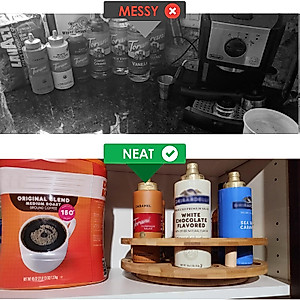 SONKONIA Coffee Syrup Organizer Rack, 7 Bottles Capacity Rotating Coffee Bar Organizer, Space-Efficient Syrup Holder, with Anti-Slip Design, Ideal for Countertop, Coffee Bar, Brunch Essentials