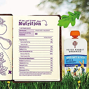 Peter Rabbit Organics SUPER Oats & Seeds, Apple & Blueberry, 4 oz Pouches, (Pack of 10)