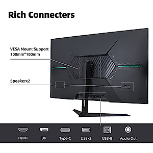 idea display 4K Monitor 32-inch IPS UHD Computer Gaming Monitor, 3840x2160, 60Hz OD4ms, 1.07B Display Colors, 100% sRGB, Type-C, USB-B, Remote Control, Frameless FreeSync HDR, LED Backlight, Q32P