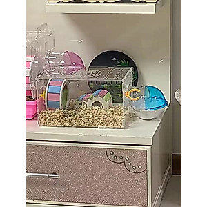 CHUQIANTONG Small Animal Bath House,Pet Toy Acrylic Hamster Bathroom Cage Toilet Bathtub Sand Bath Container Removable, Suitable for Chinchilla Syrian Hamster Gerbil (Pink)