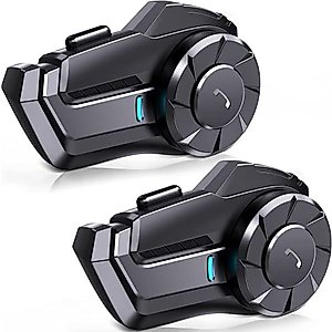 G G-WEI Motorcycle Bluetooth Headset Intercom 800M 2 Riders Motorbike Headphone IP65 Waterproof Interphone Communication System for Full Face Helmet, Flip-up Helmets (2 Pack)
