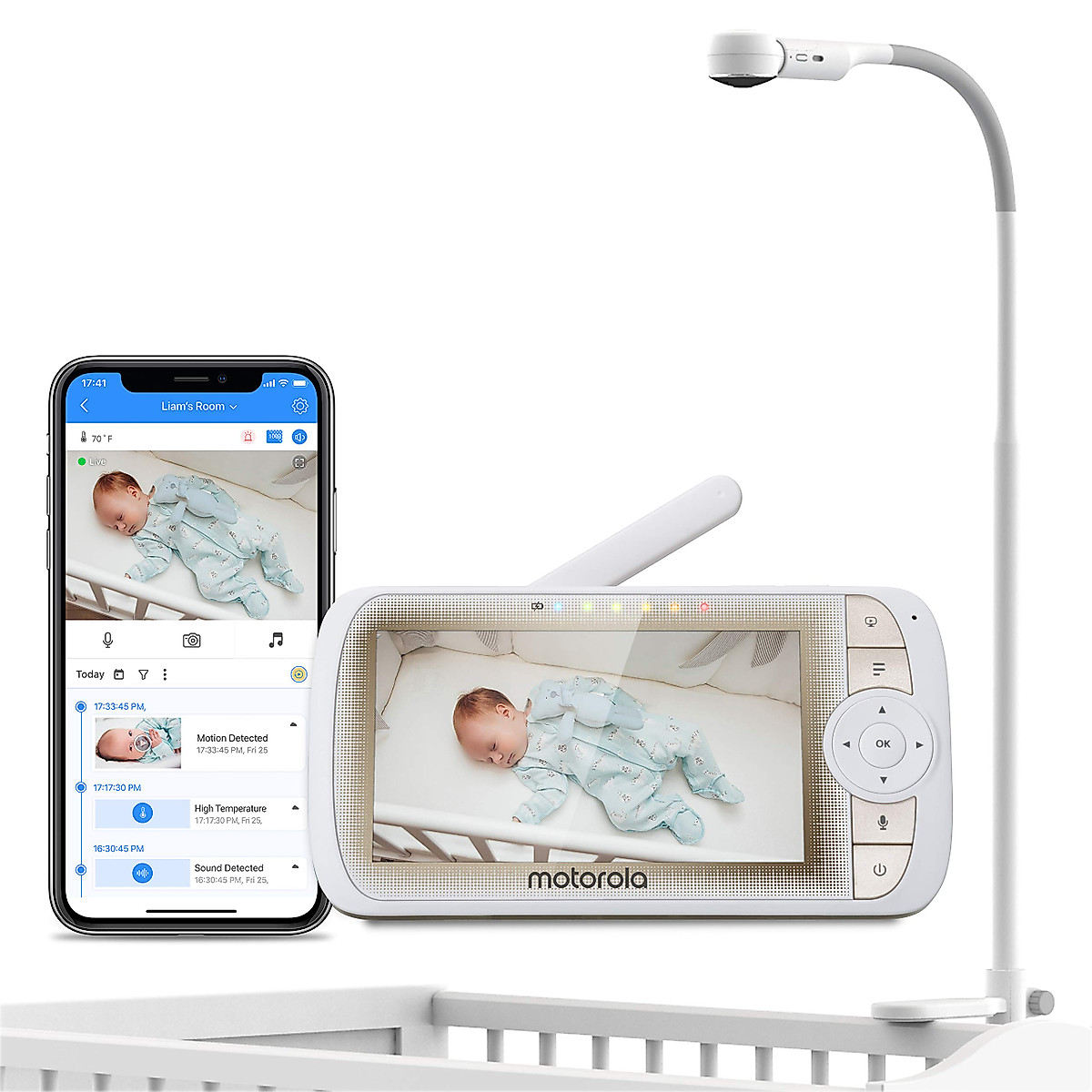 Motorola Connectview 65 Plus, 5" Wi-Fi Video Baby Monitor with Over-The-Crib Mount (Single Camera)
