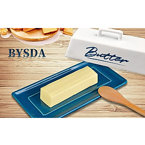 Butter Dish, Ceramic Butter Dish with lid Butter dish with Tray and Deluxe Butter Keeper Polished Ceramic Butter Holder (DM)