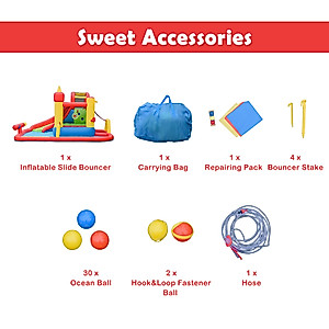 BOUNTECH Inflatable Water Slide, Water Bounce House with Slide Wet Dry Combo for Kids Backyard Outdoor Fun with Splash Pool, Blow up Waterslides Park Inflatables for Kids and Adults Party Gifts