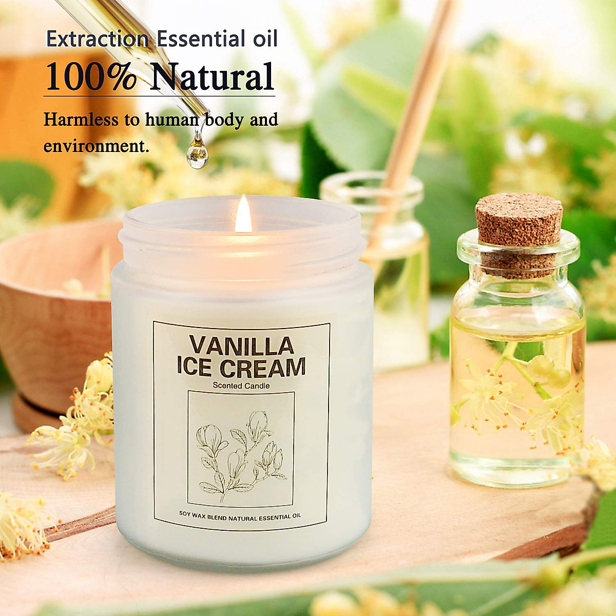 Vanilla Ice Cream and Lavender Candles for Home Scented, Aromatherapy Candle 2 pcs, Soy Wax Candle Set, Gift with Strongly Fragrance Jar Candles