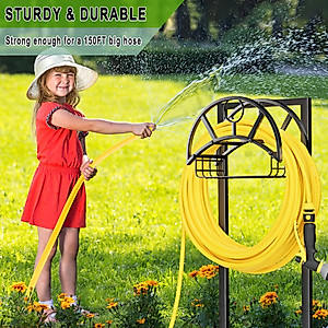 Yalivon Garden Hose Holder Freestanding, Water Hose Holder Stand Holds 160-Feet Hose, Heavy Duty Hose Stand Hose Hanger Outdoor Hose Organizer Sturdy Garden Hose Storage Rack for Outside