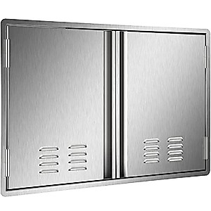 Marada Outdoor Kitchen Doors,304 Stainless Steel Access BBQ Doors with Vents All Brushed Stainless Steel Flush Mount Double Wall Door for BBQ Island & Grill,Outdoor Kitchen(24'" W x 24" H)