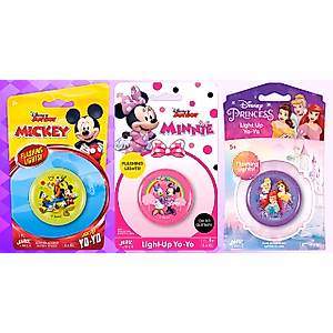 JA-RU Disney Light Up YoYo Disney Mickey Mouse, Minnie Mouse & Princess Styles Toys (3 Units Assorted) Fidget Toys for Kids Yoyo Beginner String Trick Yo-Yo Game. ABC-7812-3