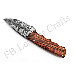 FB LEATHER CRAFTS Custom Hand Made Damascus Steel Hunting Knives/Skinning Knife FBK-18738 BURL Wood (BURL Wood)