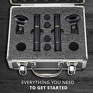 LyxPro SDPC-2 Stereo Pair of Pencil Condenser Stick Instrument Microphone Set, Interchangeable Omni, Cardioid & Super Cardioid Capsules Included, Professional Audio Recording Acoustic & Woodwind Sound