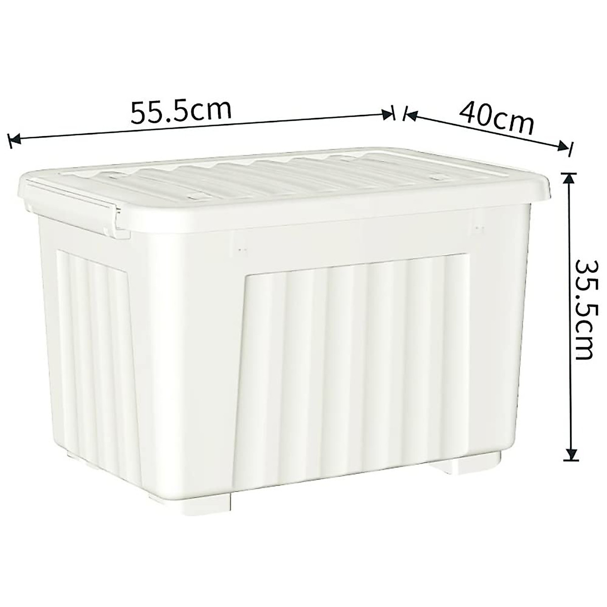 Cetomo 55L*6 Plastic Storage Box,White, Tote box,Organizing Container with Durable Lid and Secure Latching Buckles, Stackable and Nestable, 6Pack, with Buckle