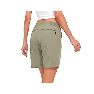 Mapamyumco Women’s Hiking Shorts Quick Dry Stretch for Golf Outdoor Camping Travel, Zipper Pockets Khaki S