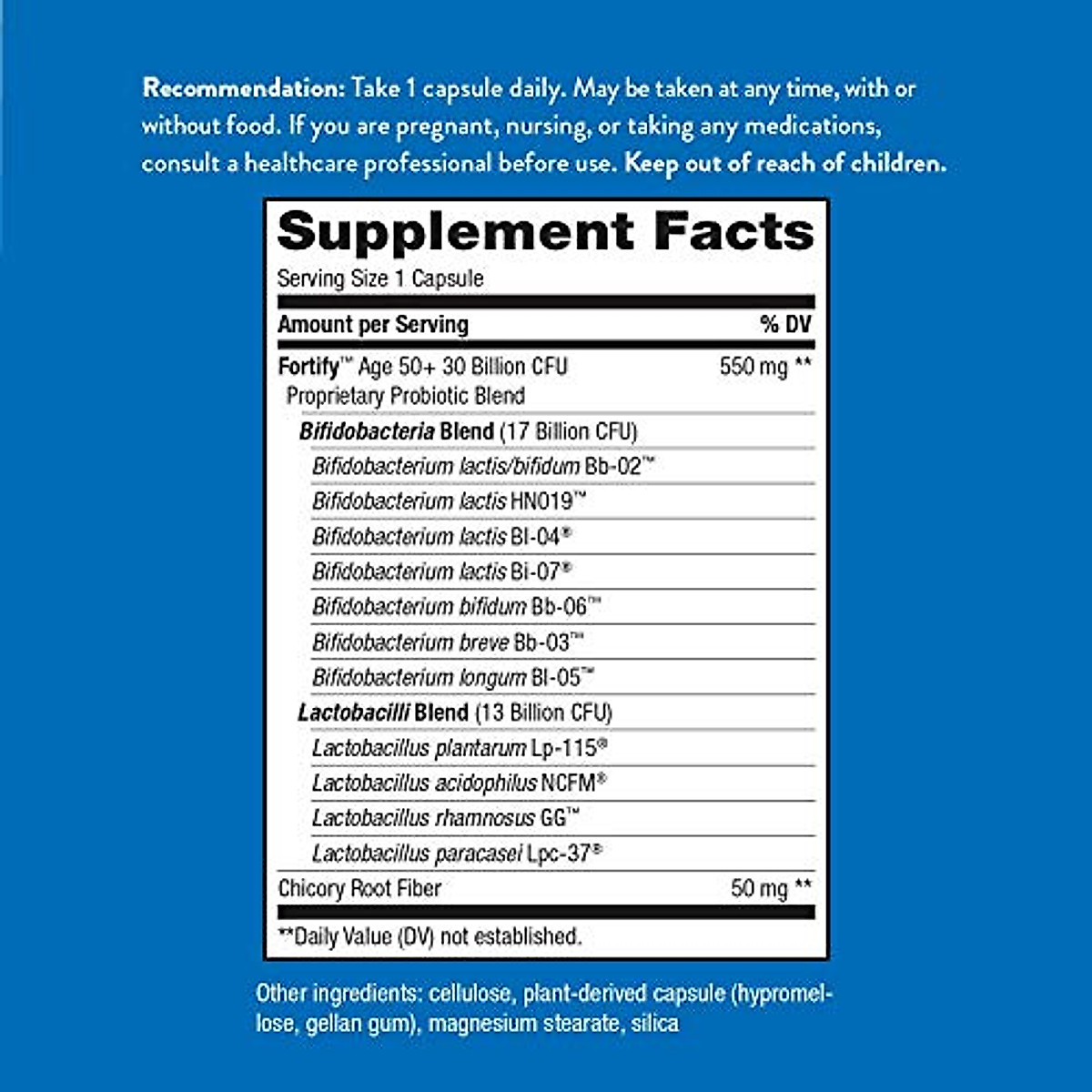 Nature's Way Fortify Daily Probiotic for Men and Women 50+, 30 Billion Live Cultures, Colon, Digestive, and Immune Health Support* Supplement, 30 Capsules