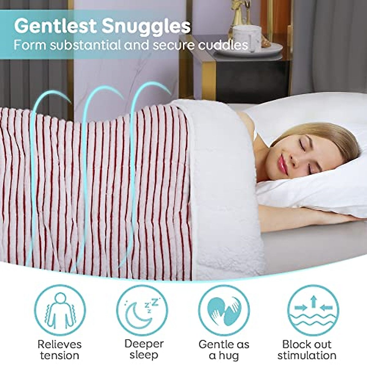 Sherpa Weighted Blanket - Adult Fuzzy Weighted Blanket 20lbs for Men & Women, Super Soft & Warm Fleece Weighted Blanket to Help with Fast Sleep 60"x80", Burgundy by Topblan