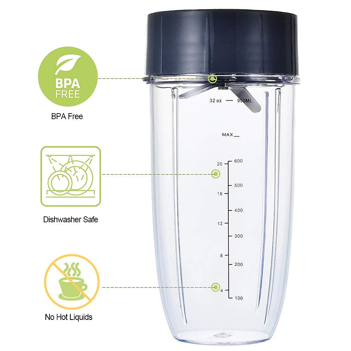 Blender Replacement Parts for Nutribullet, 32oz & 24oz Cups with Replacement Extractor Blade, Compatible with Nutri Bullet 600W/900W Blenders (3 PCS)