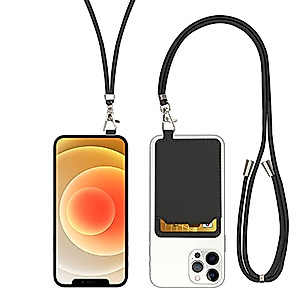 FYY[2 Pack]Phone Lanyard,Universal Crossbody Cell Phone Lanyards with Card Holder,[3M Adhesive][Adjustable Shoulder Neck Straps]Cell Phone Lanyard Compatible with iPhone,Samsung and Smartphones-Black