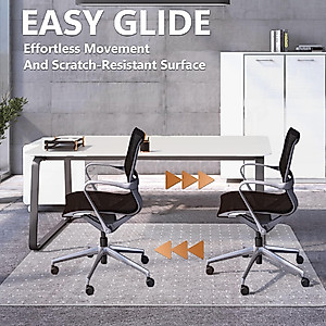 HOMEK Large Office Chair Mat for Carpeted Floors, 44" x 58" Clear Desk Floor Mat for Low Pile Carpets- Easy Glide Floor Protector Mat for Office Chair