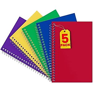 1InTheOffice Notepads 4x6 College Ruled, Assorted colors, 50 sheets/pad, 5 pack