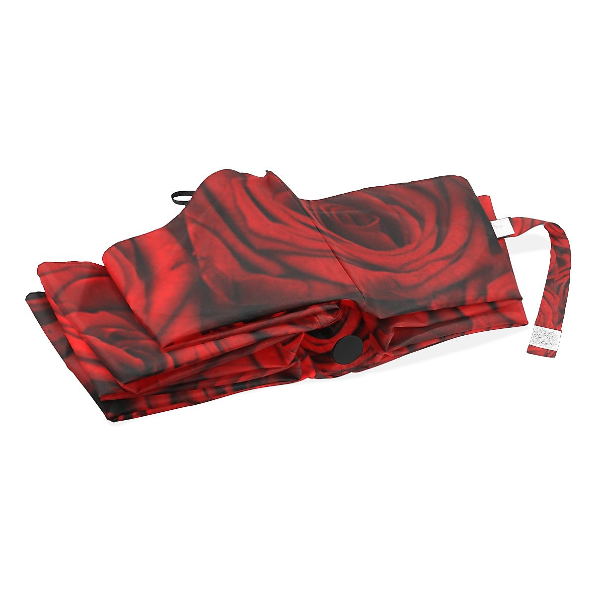 DOENR Red Rose Compact Travel Umbrella Sun and Rain Windproof Auto Open Close Folding Umbrella