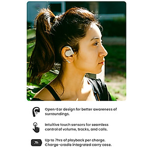 Cleer Audio ARC Open-Ear True Wireless Headphones with Touch Controls, Long-Lasting Battery Life, Touch Control, and Powerful Audio for Music, Podcasts, and More (Light Grey)