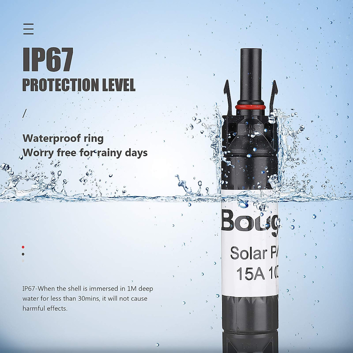 BougeRV 5PCS 15A Solar Fuses Holder Inline, 5PCS PV Inline Fuse Holders 15 Amp for Solar Panel and Solar Controller, Waterproof Solar Fuse Connector, Solar Surge Protection Device