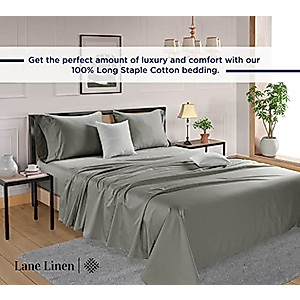 100% Cotton King Sheets - 600 Thread Count 4 Pc King Sheets Sets, Long Staple Combed Cotton Bed Sheets King, Luxury Sateen Sheets, King size sheets with deep pockets fits upto 17" - Charcoal