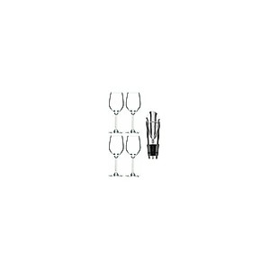 Riedel Wine Series Viognier/Chardonnay Glass, Set of 4 Bundle with Wine Pourer and Stopper (3 Items)