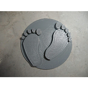 YNG BABY FEET DESIGN IMPRESSION SHOWER GENDER REVEAL COOKIE STAMP EMBOSSER BAKING TOOL 3D PRINTED MADE IN USA PR4013 Gray