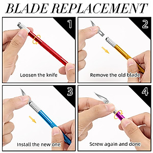 JTIEO 74 Pack Hobby Knife Exacto Knife with 4 Upgrade Sharp Hobby Knives and 70 Spare Craft Knife Blades for Art, Scrapbooking,Stencil