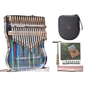 Kalimba Thumb Piano Rainbow Acrylic Kalimba Cute Kalimba 17 Keys Finger Piano Crystal Kalimba Hand Piano Marimba Instrument Sound Healing Instruments Meditation Instruments By SonicoTech (Rainbow)