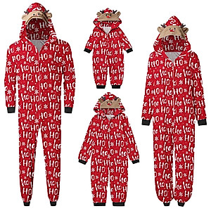 Christmas Pajamas Family Matching Pyjamas Set Holiday Sleepwear Pjs Gifts for Mens Womens Reindeer Loungewear Xmas Jumpsuit Mom L