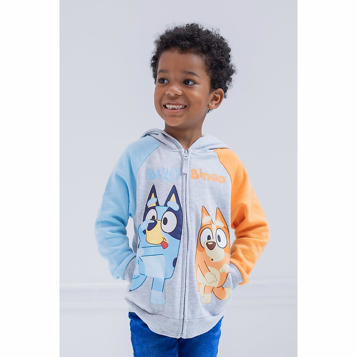 Bluey Bingo Big Boys Fleece Zip Up Hoodie Grey 10-12