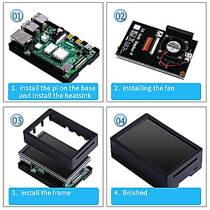 GeeekPi 3.5 inch Touch Screen with Case for Raspberry Pi 4, with Fan and Heatsinks, 320x480 Resolution TFT LCD Display for Raspberry Pi 4 Model B (Raspberry Pi Board NOT Included)