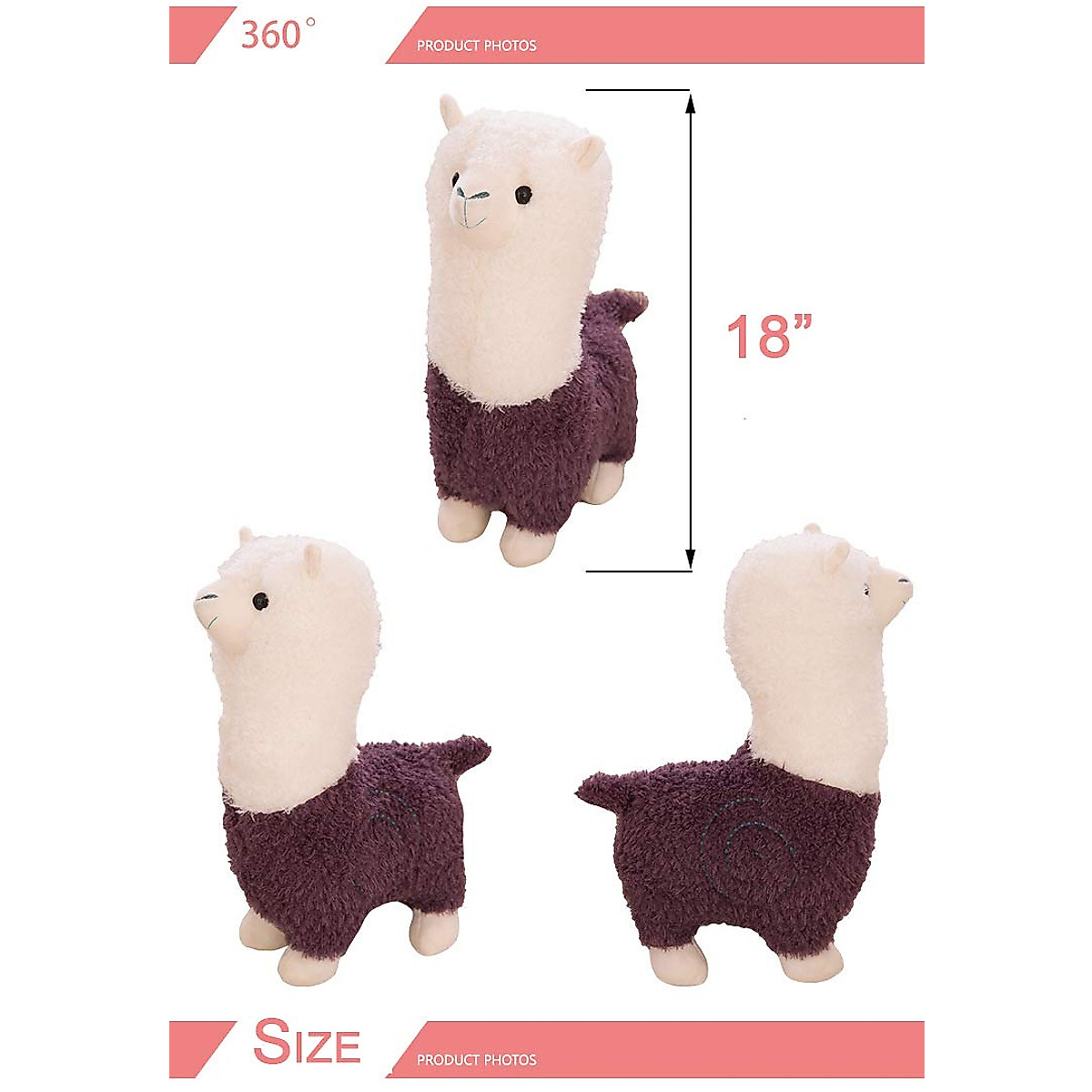 Spring Country Alpaca Plush Toy, Llama Stuffed Animal Large 18" Doll Plushie Hug Pillow Soft Fluffy Cushion Super Christmas Valentine Gift, Birthday