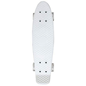 ANNEE 22 Inch Skateboard Complete Mini Cruiser Retro Skateboard with Colorful Light up Wheels for Kids Boys Youths Teens Adults (White, 22 Inch)