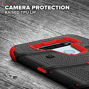ZIZO Bolt Series for LG K51 / LG Reflect Case with Screen Protector Kickstand Holster Lanyard - Black & Red