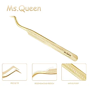 Ms.Queen Lash Tweezers for Eyelash Extension-Professional Lashing Tweezers for Mega Volume Mink Eyelashes Extensions Applying