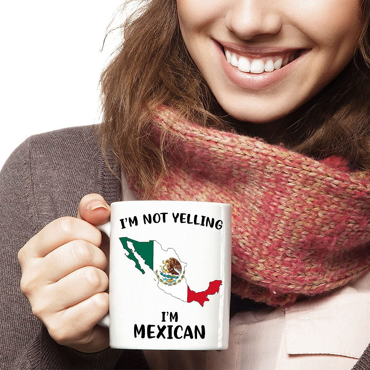 Funny Mexico Pride Coffee Mugs, I'm Not Yelling I'm Mexican Mug, Gift Idea for Mexican Men and Women Featuring the Country Map and Flag, Proud Patriot Souvenirs and Gifts