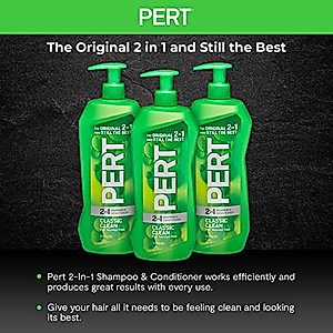 2-In-1 Shampoo and Conditioner by Pert - 33.8 Fl Oz - for Normal Hair - Classic Clean for Healthy and Strong Looking Hair - Removes Build-Up and Gently Moisturizes