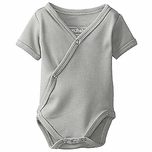 L'ovedbaby Baby Girls Unisex Organic Short-sleeve Kimono Infant-and-toddler-bodysuits, Seafoam, 0-3 Months US