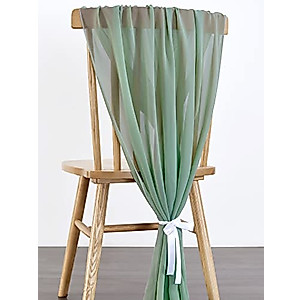 5 Pack Sage Green Chiffon Table Runner 10Ft Wedding Table Runner 29x120 Inches Sheer Romantic Tulle Table Runner for Wedding Decor Bridal Shower Baby Shower Birthday Party Cake Table Decoration