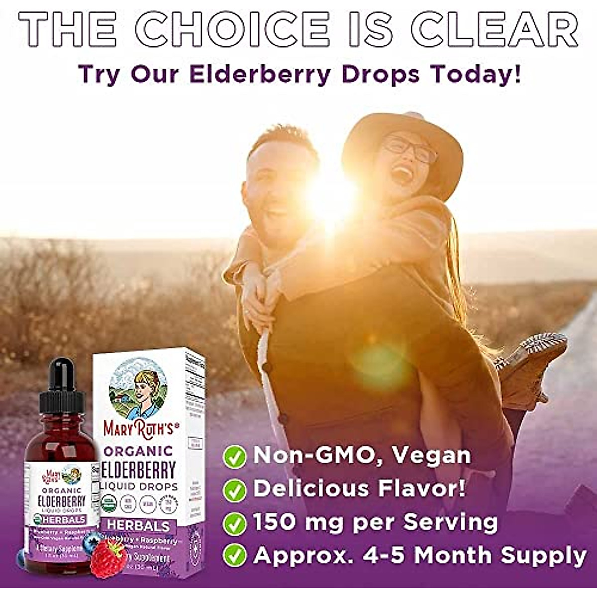 Elderberry Syrup by MaryRuth's | USDA Organic | Black Elderberry Liquid Drops for Immune Support | Sambucus Elderberry for Overall Health | Vegan | Non-GMO | Gluten Free | 30 Servings