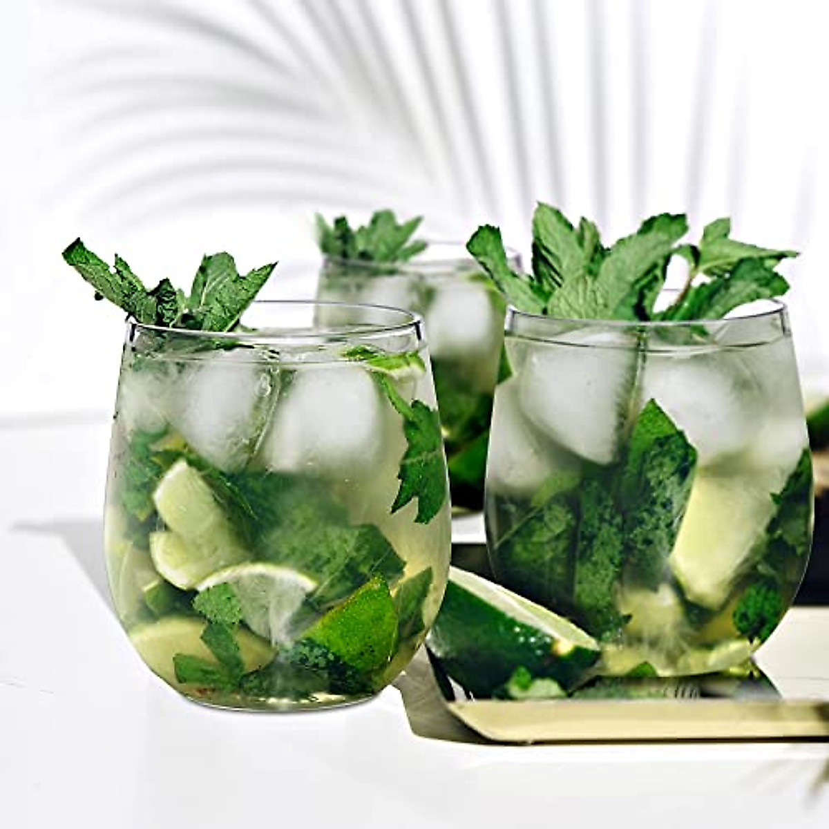 Amazing Abby - Cindy - 14-Ounce Unbreakable Tritan Wine Glasses (Set of 6), Plastic Stemless Wine Tumblers, Reusable, BPA-Free, Dishwasher-Safe, Perfect for Poolside, Outdoors, Camping, and More