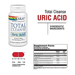 SOLARAY Total Cleanse Uric Acid | Tart Cherry, Bromelain, Quercetin and More | Joint Comfort Support | Vegan | 60 Caps