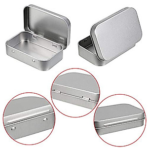 BTSKY Metal Hinged Tins Box Containers Small Metal Tins with Lids Metal Box Tin Cans Mini Bead Organizer for Craft Storage Jewelry Candy Small Pill Box Compact Size 3.85x2.5x0.86 Inches, 8PCS Silver
