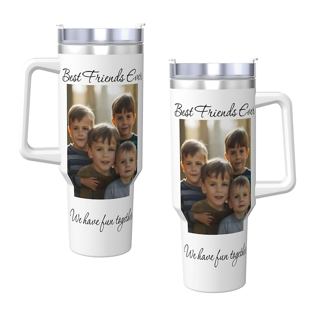 Mount Hour Custom Personalized Photos Stainless Steel Ice Bully Cup with Handle Lid Straw 40 OZ, Design Logo Text Name Travel Coffee Cup, Funny Presents for Birthday